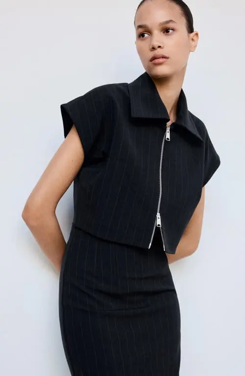 Mango Pinstripe High Waist Midi Skirt