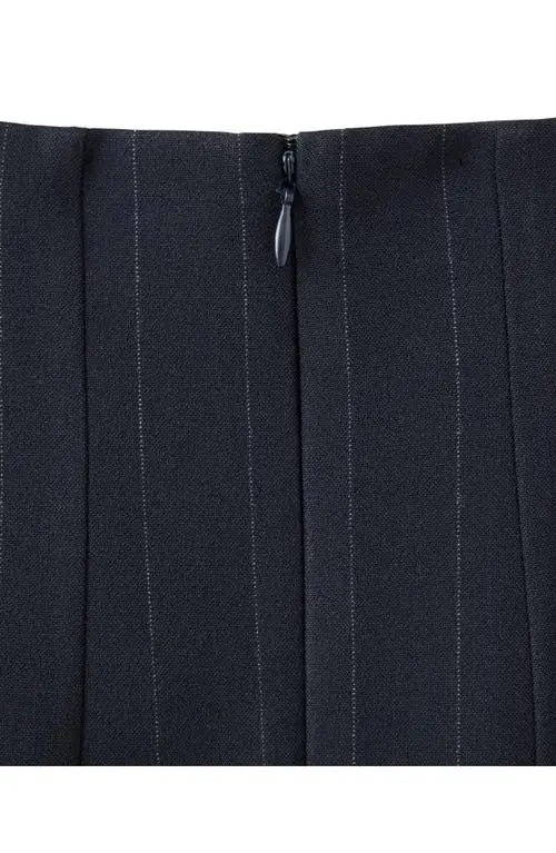 Mango Pinstripe High Waist Midi Skirt