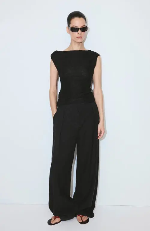 Mango Floral Embroidered Asymmetric Neck Knit Top