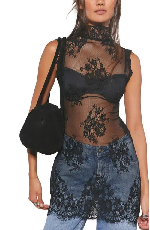 Free People Intimately Fp One More Time Lace Mini Slip - Black