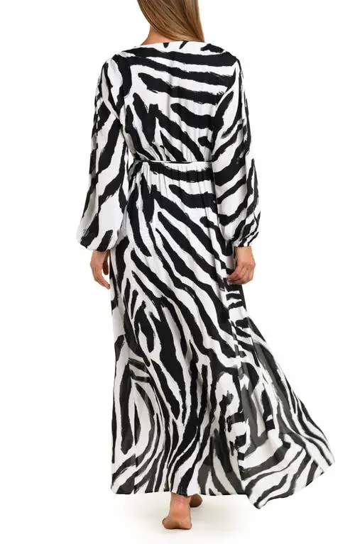 L'Agence Sara Wild Zebra Cover-up Maxi Dress