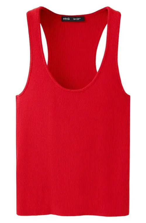 Mango Fitted Ribbed Tank Top - Red
