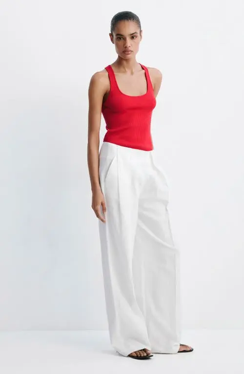 Mango Fitted Ribbed Tank Top - Red