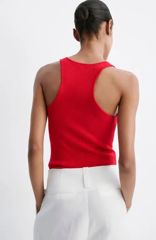 Mango Fitted Ribbed Tank Top - Red