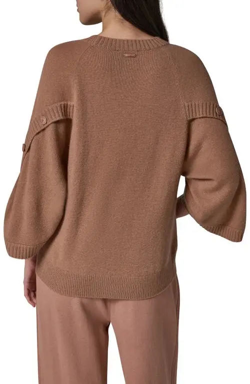 Donna Karan New York Wool & Cashmere Overlap Button Crewneck Sweater