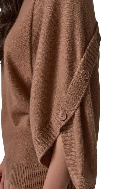 Donna Karan New York Wool & Cashmere Overlap Button Crewneck Sweater