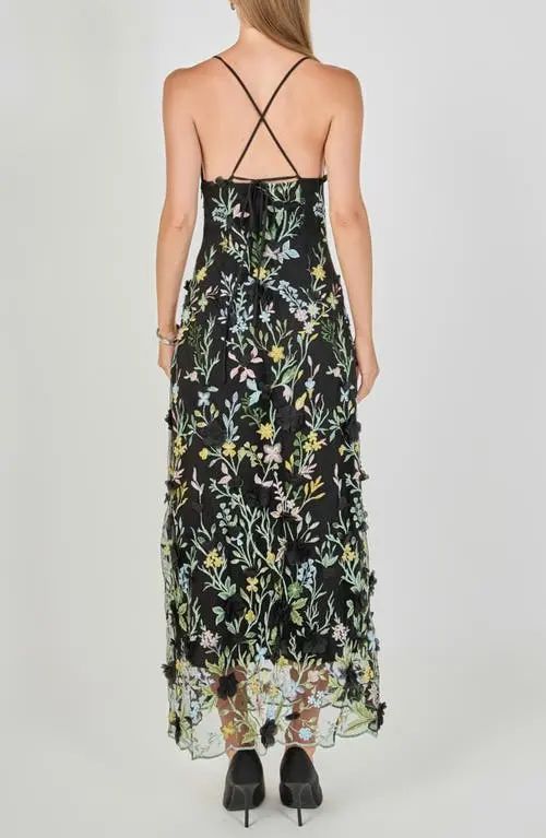Endless Rose 3d Floral Embroidered Maxi Dress
