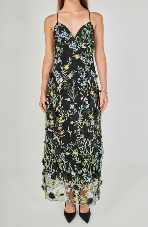 Endless Rose 3d Floral Embroidered Maxi Dress