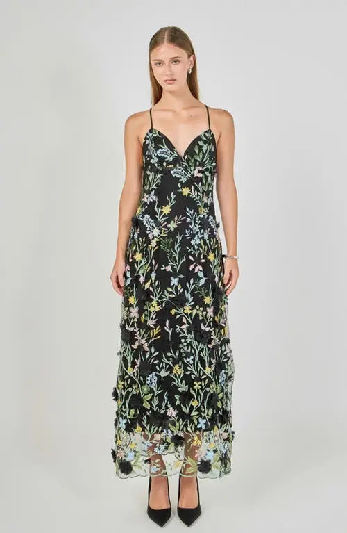 Endless Rose 3d Floral Embroidered Maxi Dress