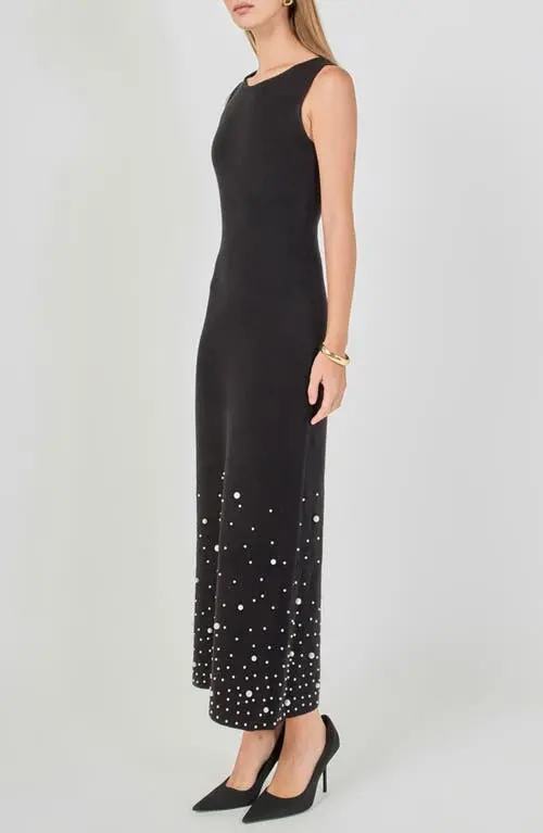 Endless Rose Pearl Embellished Knit Maxi Dress