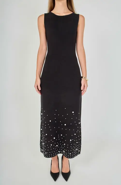Endless Rose Pearl Embellished Knit Maxi Dress
