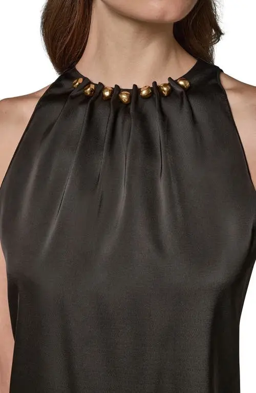 Donna Karan New York Hardware Neck Satin Blouse - Black