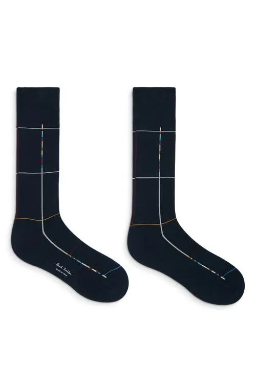 Paul Smith Signature Check Socks - 47_navy