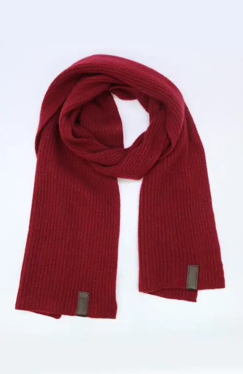 Portolano Cashmere Scarf With Leather Tab - Rum
