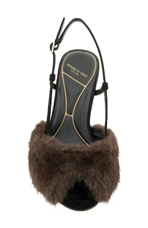 KENNETH COLE Londyn Faux Fur Slingback Sandal - Black