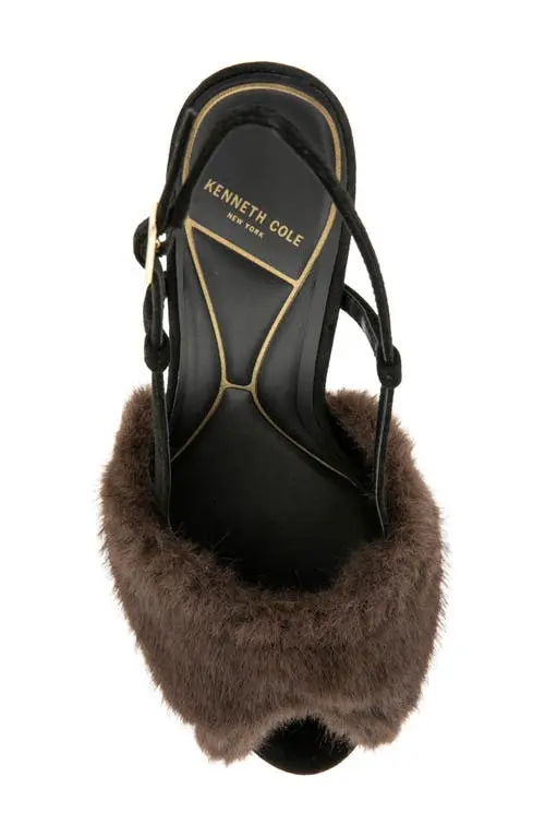 KENNETH COLE Londyn Faux Fur Slingback Sandal - Black