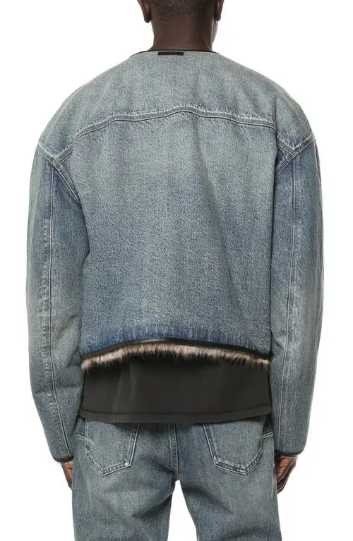 PURPLE BRAND Reversible Faux Fur Denim Jacket