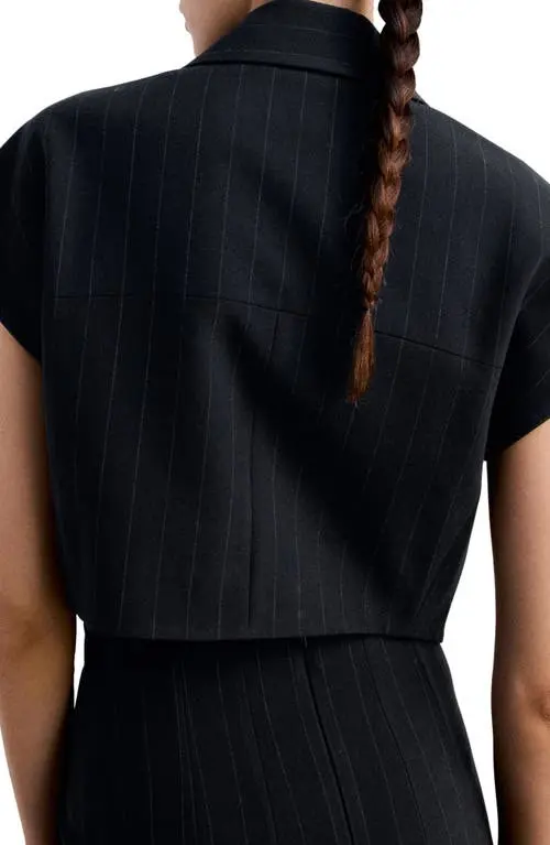 Mango Pinstripe Short Sleeve Zip Waistcoat
