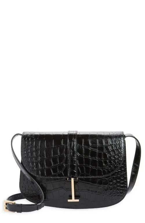 TOM FORD Kara Small Croc Embossed Leather Crossbody Bag