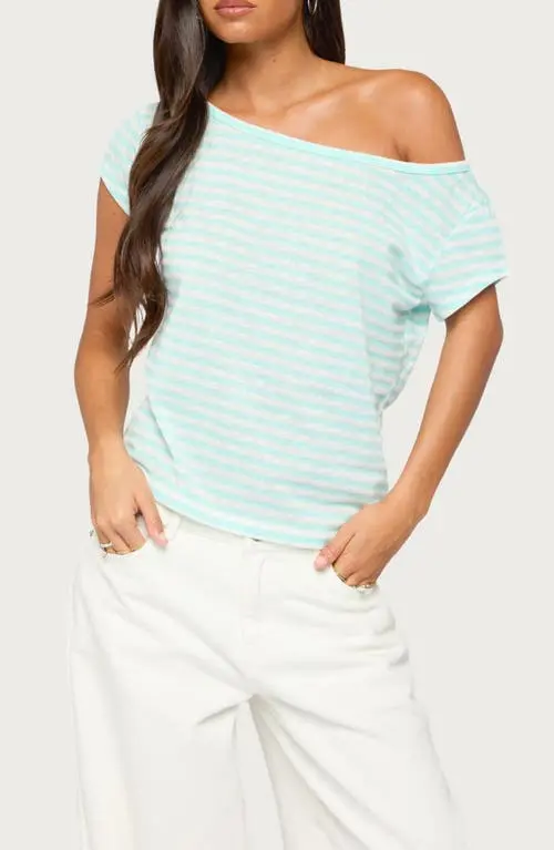 EDIKTED Chanelle Striped Off The Shoulder Tee