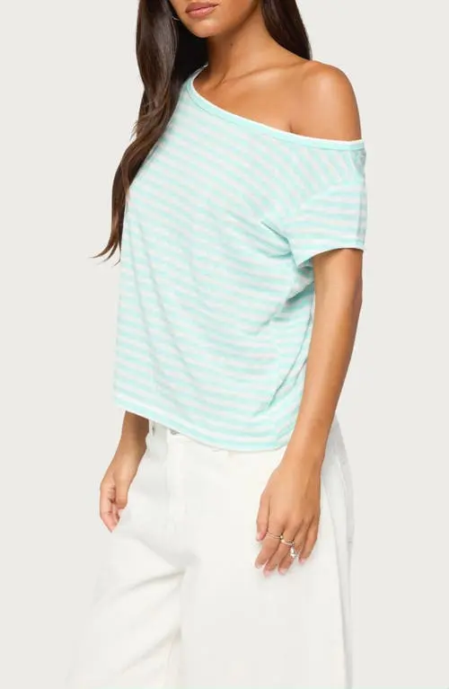 EDIKTED Chanelle Striped Off The Shoulder Tee