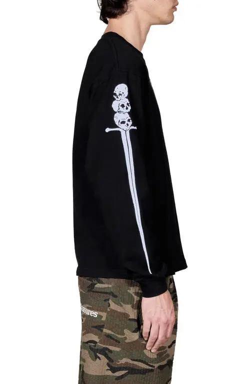 PLEASURES Luster Heavyweight Long Sleeve Graphic T-shirt - Black