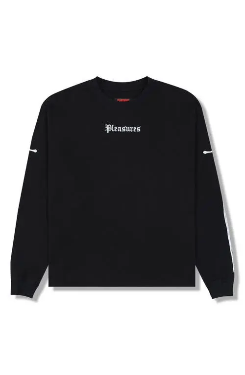 PLEASURES Luster Heavyweight Long Sleeve Graphic T-shirt - Black