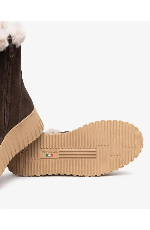 NEROGIARDINI Faux Fur High Top Sneaker - Chocolate