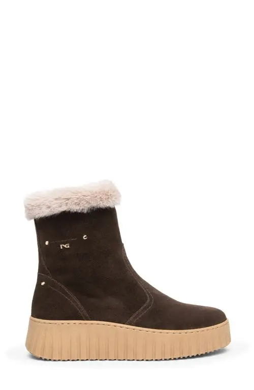 NEROGIARDINI Faux Fur High Top Sneaker - Chocolate