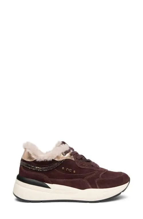 NEROGIARDINI Faux Fur Platform Sneaker - Bordeaux