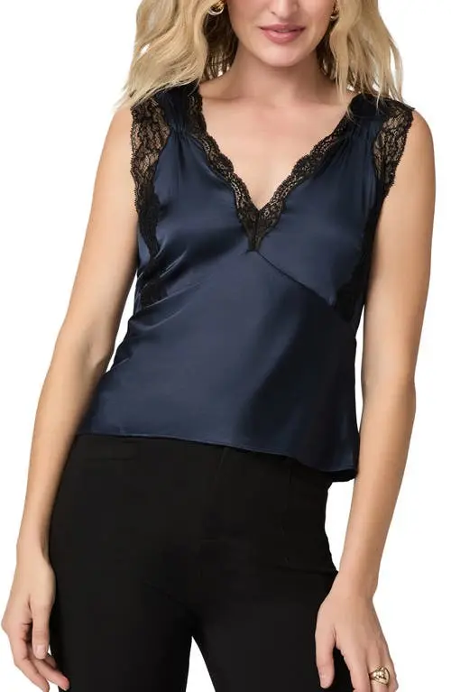 Paige Marin Lace Trim Satin Top