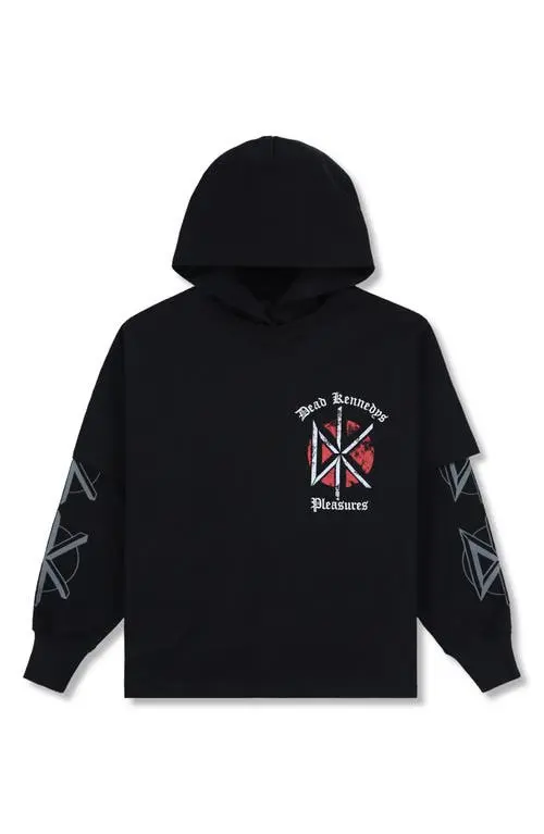 PLEASURES Dead Kennedys Studded Layered Look Graphic Hoodie