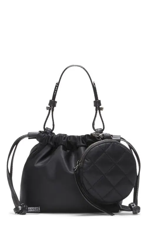 Mz Wallace Waverly Bebe Leather Trim Drawstring Bag - Black