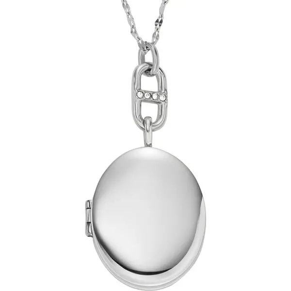 Fossil Heritage Locket Pendant Necklace - Silver