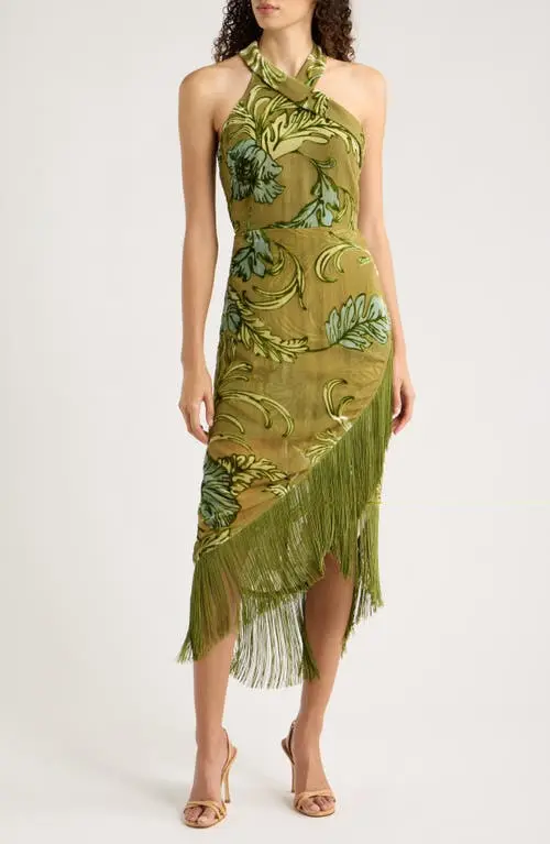 CIEBON Nella Asymmetric Fringe Midi Dress
