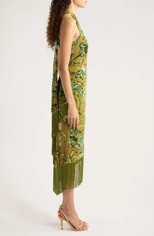 CIEBON Nella Asymmetric Fringe Midi Dress