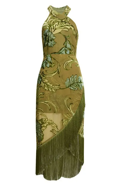 CIEBON Nella Asymmetric Fringe Midi Dress