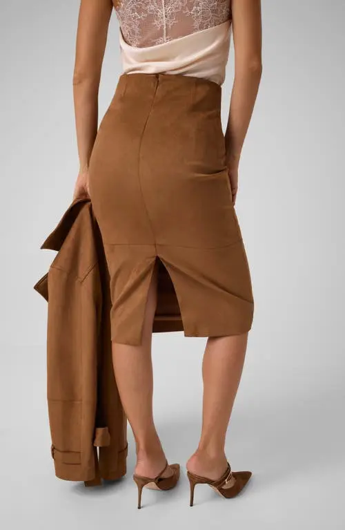 MARCIANO Layla Faux Suede Midi Skirt - G1fp-open