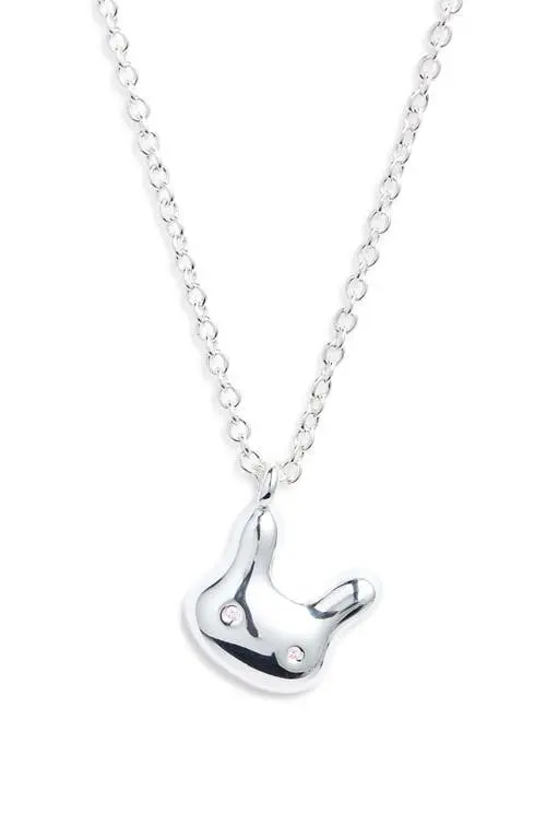 Sandy Liang Terminator Rabbit Pendant Necklace - Silver