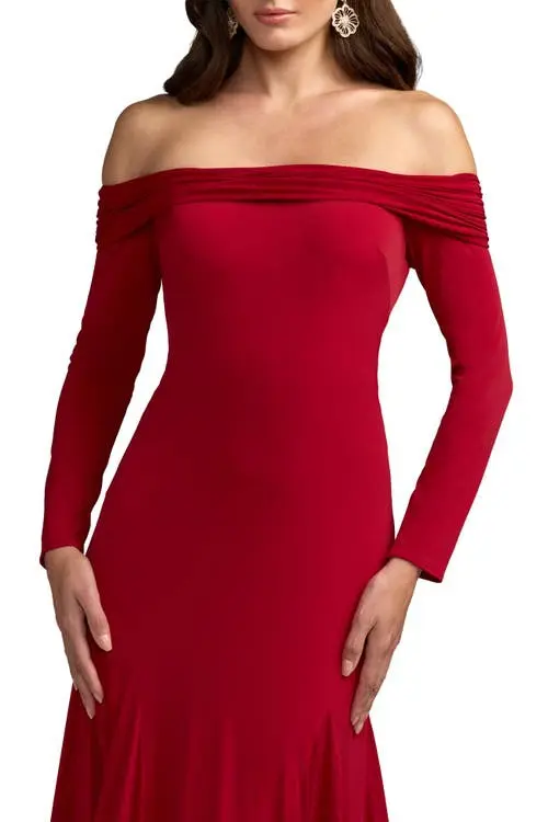 Mac Duggal Off The Shoulder Long Sleeve Trumpet Gown