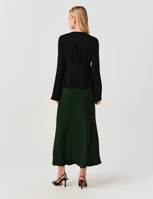 GHOST LONDON Ceaira Button Down Bell Sleeve Blouse - Black