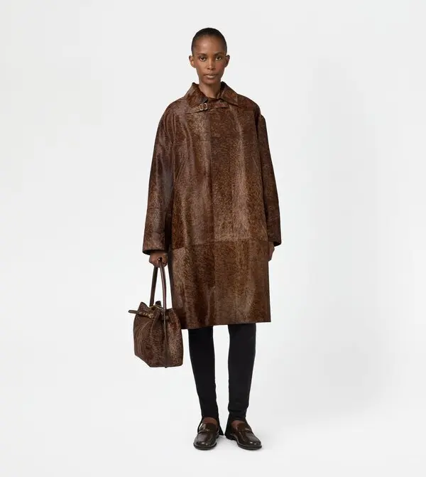 TOD'S Coat In Pony Effect Leather