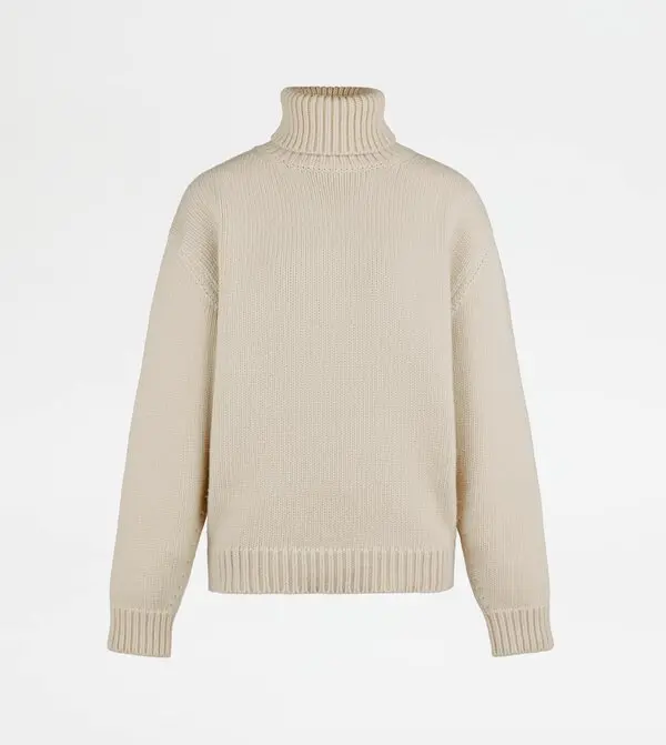 TOD'S Turtleneck In Wool With Patches In Leather