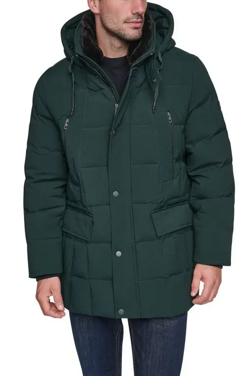 Andrew Marc Down & Feather Fill Parka With Faux Fur Trim Hood - Evergreen
