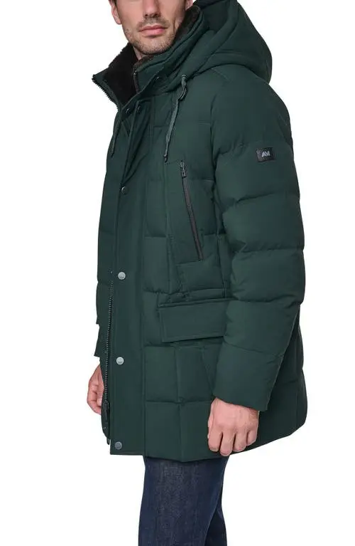 Andrew Marc Down & Feather Fill Parka With Faux Fur Trim Hood - Evergreen