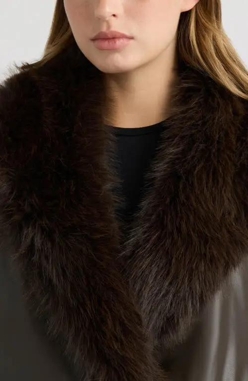NVLT Leon Faux Leather Jacket With Faux Fur Collar - Espresso