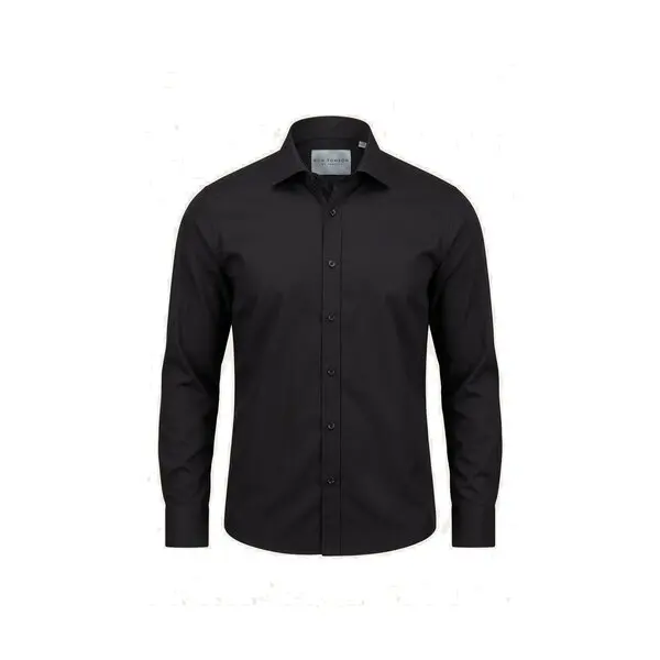RON TOMSON Pure Cotton Spread Collar Fitted Dress Shirt