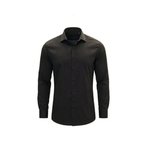 RON TOMSON Non-iron Pure Cotton Spread Collar Dress Shirt - Black