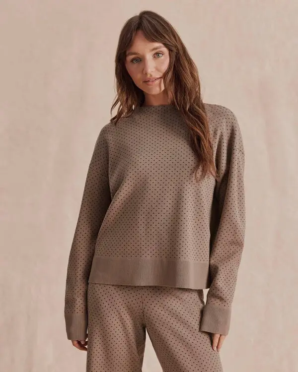 Splendid Libby Polka Dot Crewneck Sweater