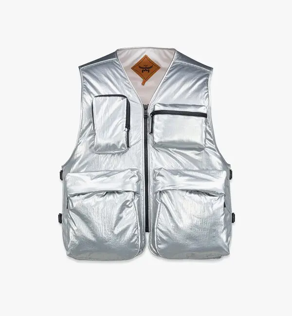 Mcm Backpack Vest In Metallic Nylon